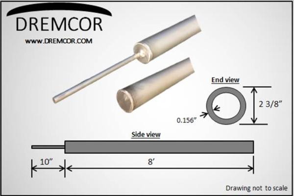 Pole tent 8' long aluminum side pole - Dremcor