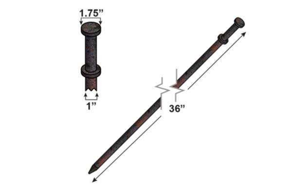 Steel tent stake 36 inch double head - Dremcor